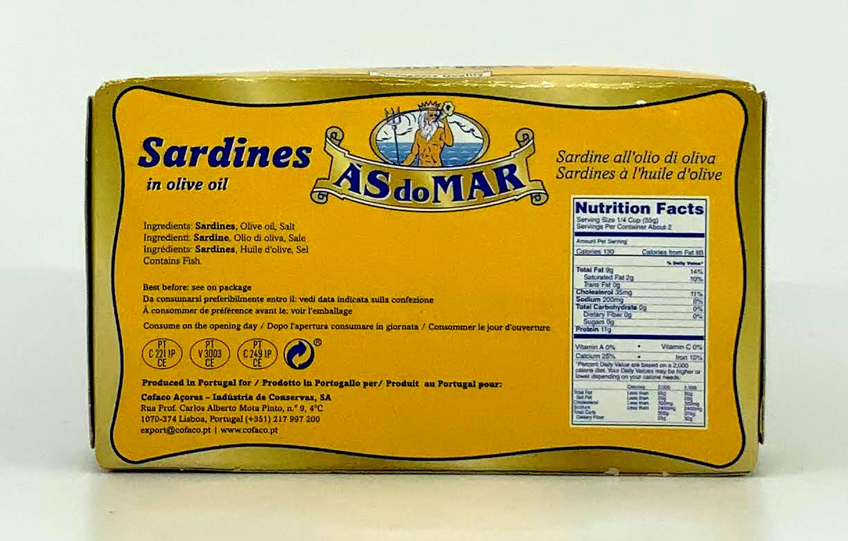 AS do MAR - Sardines in Olive Oil - 120g (4.23 oz) – Cerini Coffee & Gifts