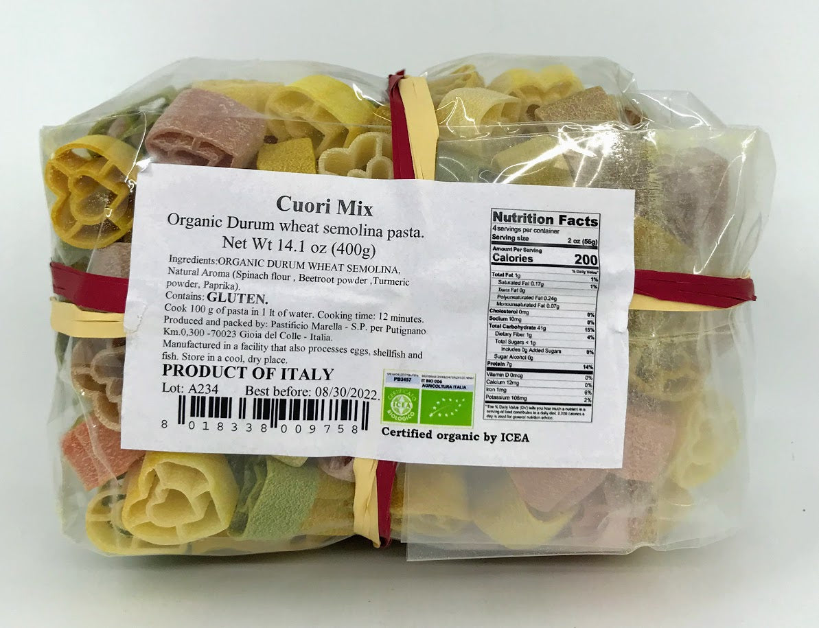 Marella - Organic Durum Wheat Pasta - Cuori Trio Colors - 400g – Cerini ...