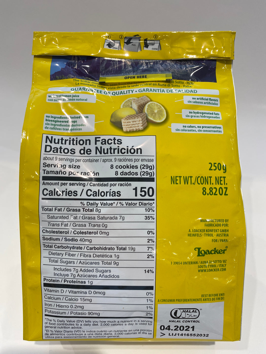 Loacker - Quadratini Lemon Wafers - 250g (8.82oz) – Cerini Coffee & Gifts